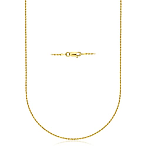 PORI JEWELERS Gold Plated Sterling Silver Diamond Cut Rope Chain Necklace- 1.5MM-7.5MM -Made In Italy - 7"-30" (24, 1.5MM)