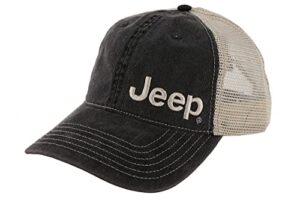 jeep garment washed trucker hat - black