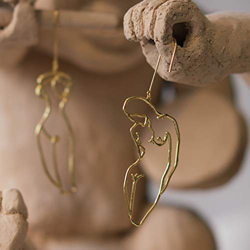 3 Pairs Cute boob earrings Abstract gold female Body Earrings Picasso women shape earrings wire face earrings-3 pairs