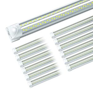 onlylux 8ft led shop light, 8' 100w 15000lm 6000k (12 pack), 8 foot linkable led shop lights with plug fixture for garage workshop, t8 led tube lights, high output,