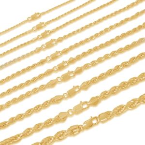 PORI JEWELERS Gold Plated Sterling Silver Diamond Cut Rope Chain Necklace- 1.5MM-7.5MM -Made In Italy - 7"-30" (24, 1.5MM)