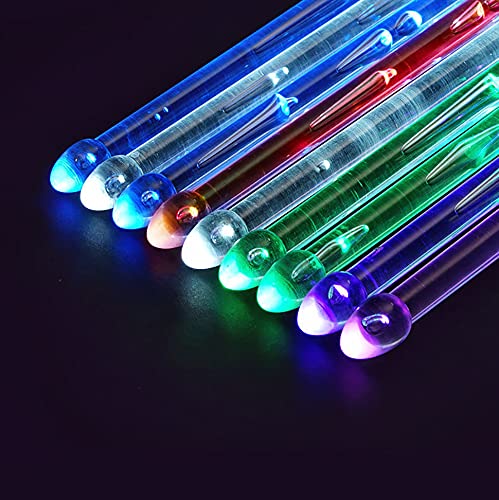 Rechargeable 15 Color Changing LED Light Up Drum Sticks With Storage Bag, Glow In The Dark Drumsticks, Drummer Gifts Glow Plastic Drum Sticks for Adults,Personalized Drum Sticks（２pcs／Pack）