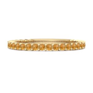 shine jewel multi choice your gemstone 925 sterling silver thin stacking ring yellow gold plated 0.60 ct eternity raquel band (7, citrine)