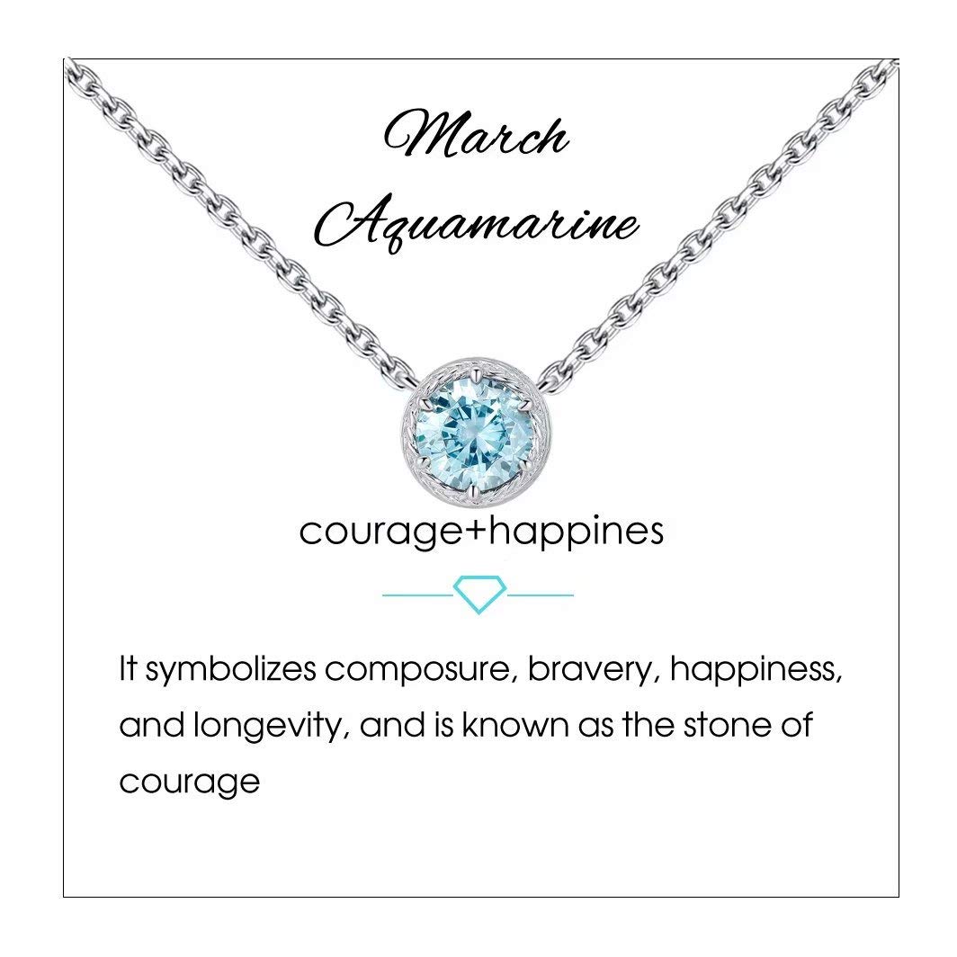 Presentski March Birthstone Necklace for Mom Aquamarine Necklace Mother's Day Gifts for Women Grandmother Necklace