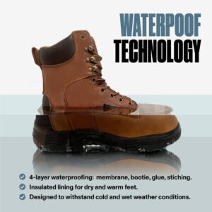 EVERBOOTS ULTRA DRY Men's Waterproof Hiking Work Boots, Lightweight Ultility Leather Shoes, Water Proof Tactical Military Outdoor Ankle Mens Boot for Construction, Roofing, Hunting (9.5, Dark Brown)