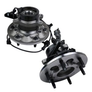 autoround 4wd both front driver passenger side wheel bearing and hub assembly compatible with chevy colorado, gmc canyon, isuzu i-350, i-370 4x4 2004 2005 2006 2007 2008 6 lug w/abs 515111 515110