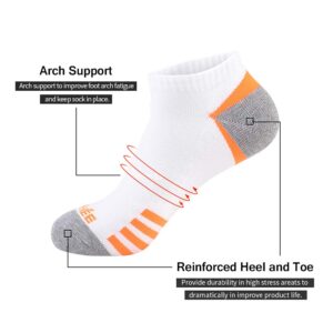 JOYNÉE Mens Low Cut Casual Socks 6 Pack Men Comfort Cushioning Ankle Athletic Socks, White, Size 10-13