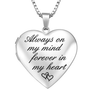 goking always on my mind forever in my heart photo locket that holds pictures necklace pendant for women