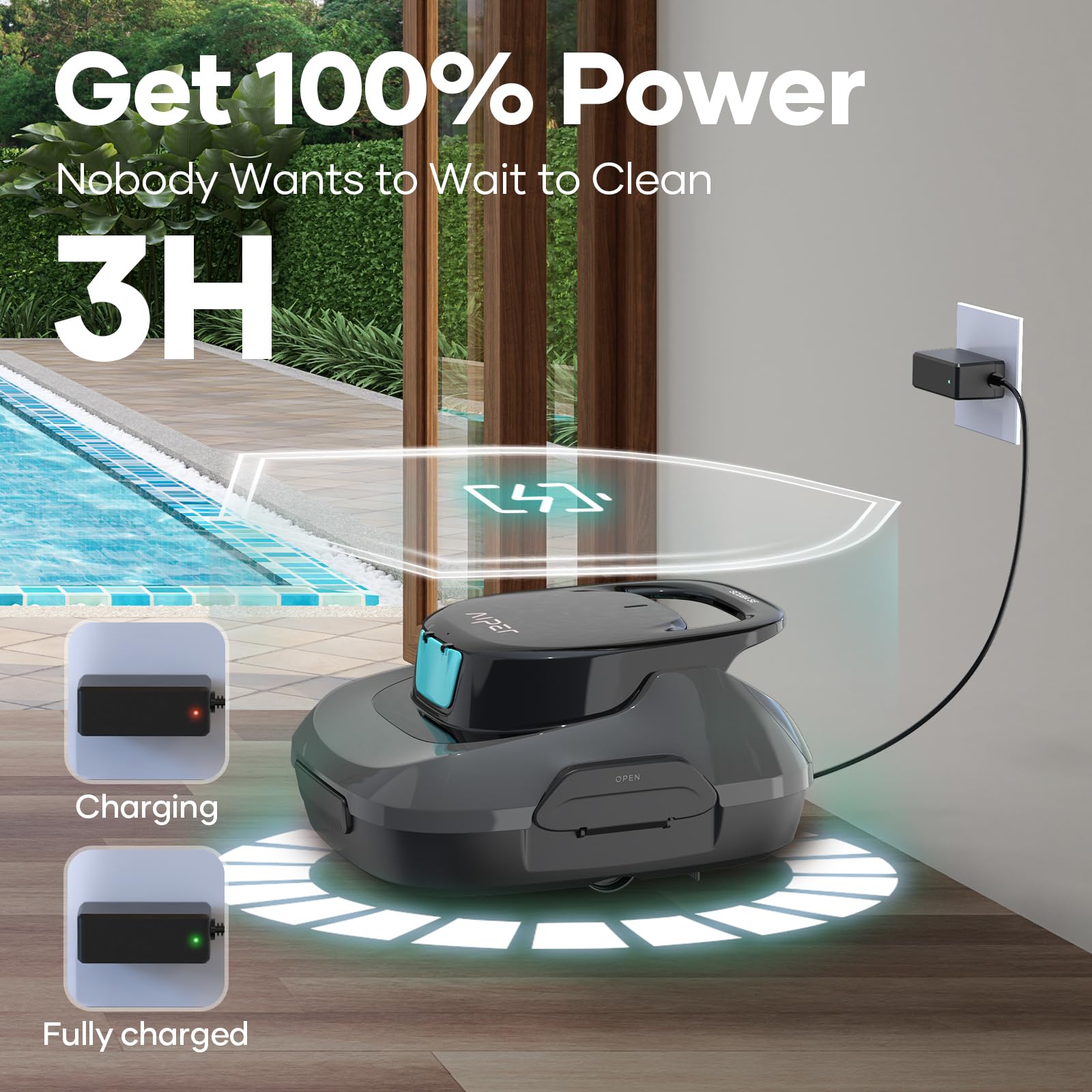 AIPER Scuba SE Robotic Pool Cleaner, Cordless Robotic Pool Vacuum, Lasts up to 90 Mins, Ideal for Above Ground Pools, Automatic Cleaning with Self-Parking Capabilities…