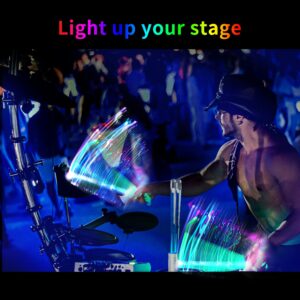 Rechargeable 15 Color Changing LED Light Up Drum Sticks With Storage Bag, Glow In The Dark Drumsticks, Drummer Gifts Glow Plastic Drum Sticks for Adults,Personalized Drum Sticks（２pcs／Pack）