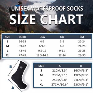 Fullsheild Men’s Waterproof Hiking Socks, Unisex Breathable Outdoor Athletic Hiking Wading Trail Running Skiing Crew Socks Black L