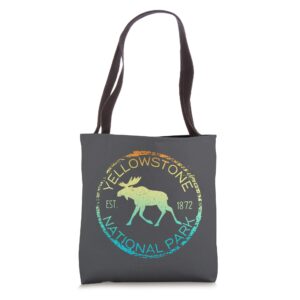 yellowstone national park wyoming retro moose hiker souvenir tote bag