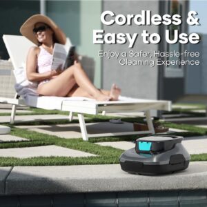 AIPER Scuba SE Robotic Pool Cleaner, Cordless Robotic Pool Vacuum, Lasts up to 90 Mins, Ideal for Above Ground Pools, Automatic Cleaning with Self-Parking Capabilities…