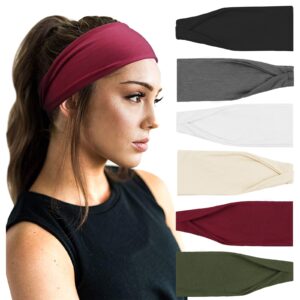 dreshow yoga sports headbands for women elastic non-slip headbands workout running hair bands 6 pack