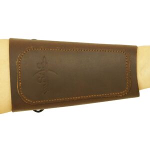 sas 6.5" traditional brown suede leather archery arm guard one size with cord strap for hunting target shootig practice bow longbow adults