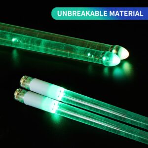 Rechargeable 15 Color Changing LED Light Up Drum Sticks With Storage Bag, Glow In The Dark Drumsticks, Drummer Gifts Glow Plastic Drum Sticks for Adults,Personalized Drum Sticks（２pcs／Pack）