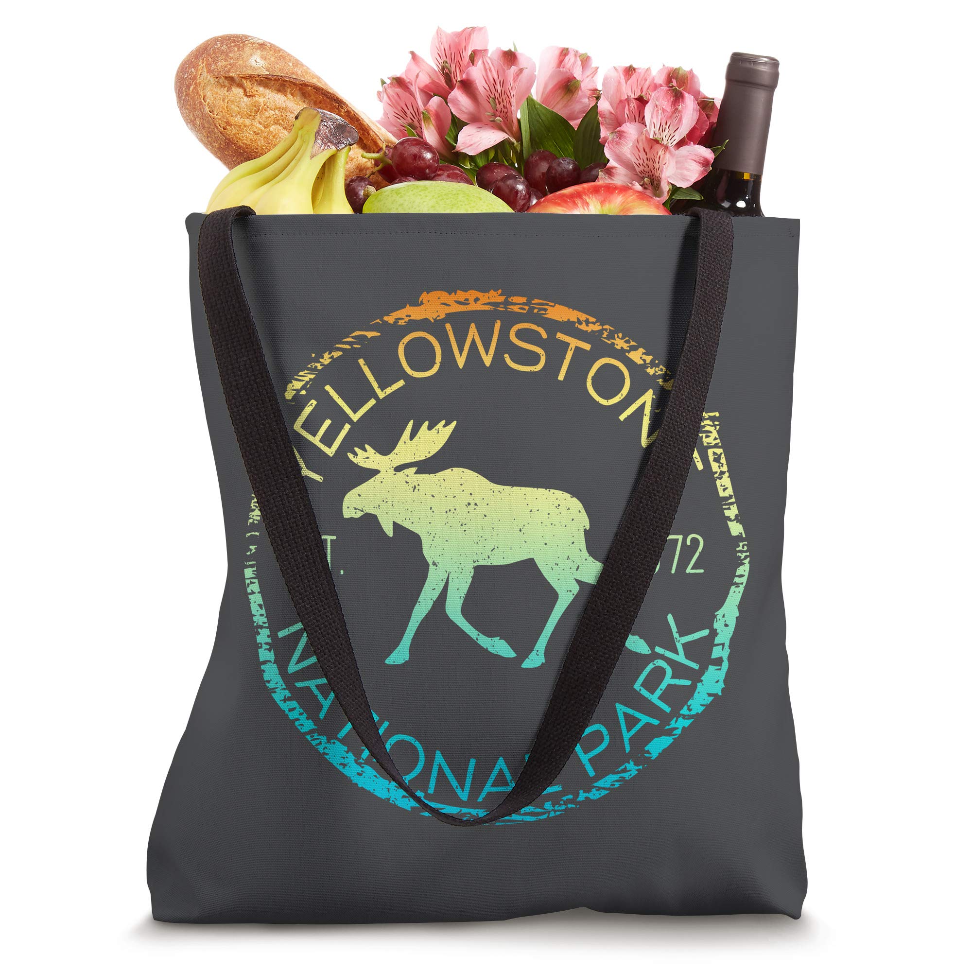 Yellowstone National Park Wyoming Retro Moose Hiker Souvenir Tote Bag