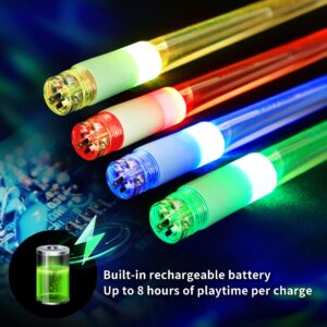 Rechargeable 15 Color Changing LED Light Up Drum Sticks With Storage Bag, Glow In The Dark Drumsticks, Drummer Gifts Glow Plastic Drum Sticks for Adults,Personalized Drum Sticks（２pcs／Pack）