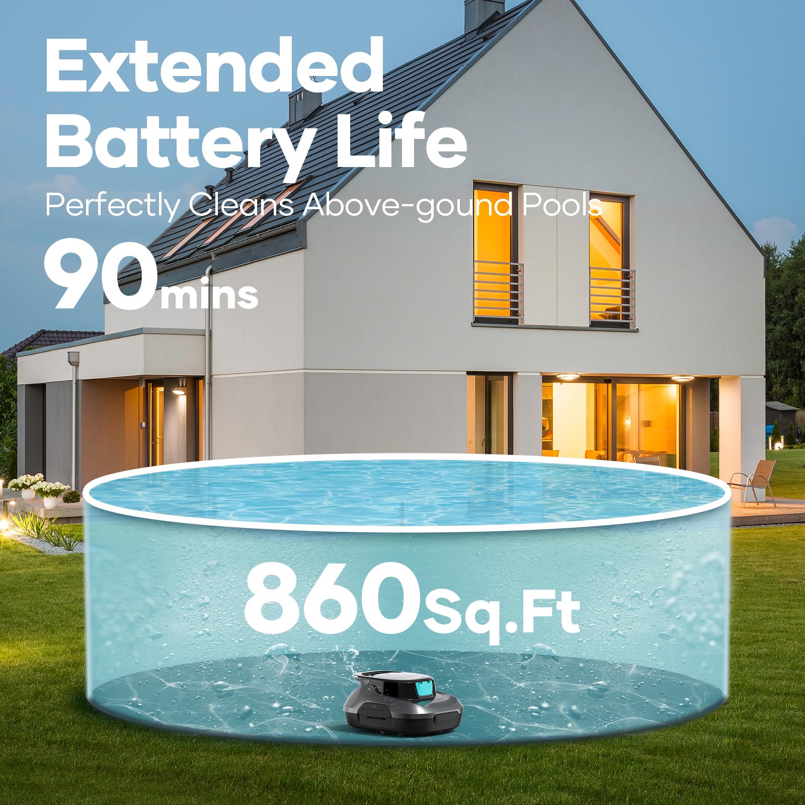 AIPER Scuba SE Robotic Pool Cleaner, Cordless Robotic Pool Vacuum, Lasts up to 90 Mins, Ideal for Above Ground Pools, Automatic Cleaning with Self-Parking Capabilities…