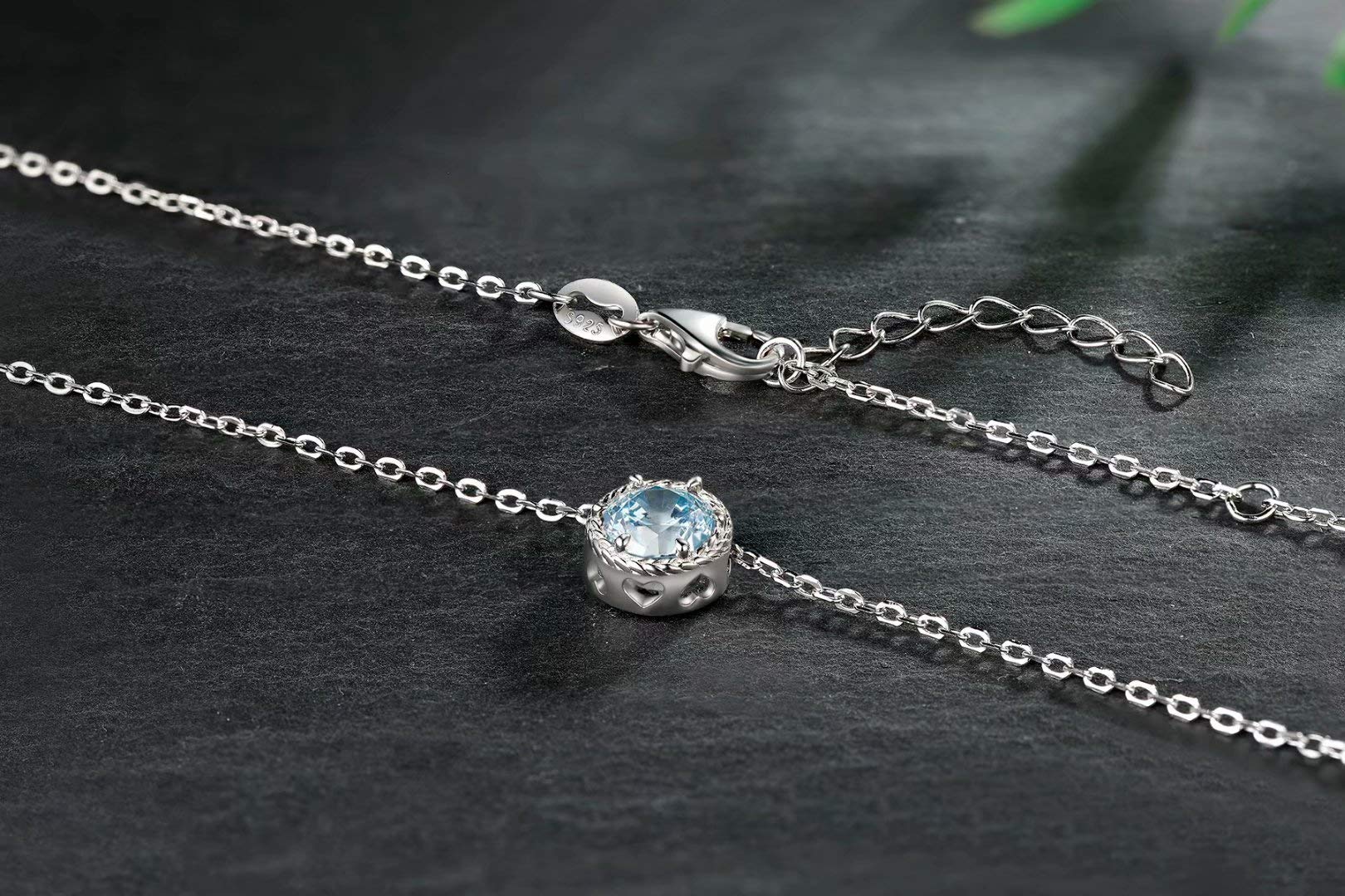 Presentski March Birthstone Necklace for Mom Aquamarine Necklace Mother's Day Gifts for Women Grandmother Necklace