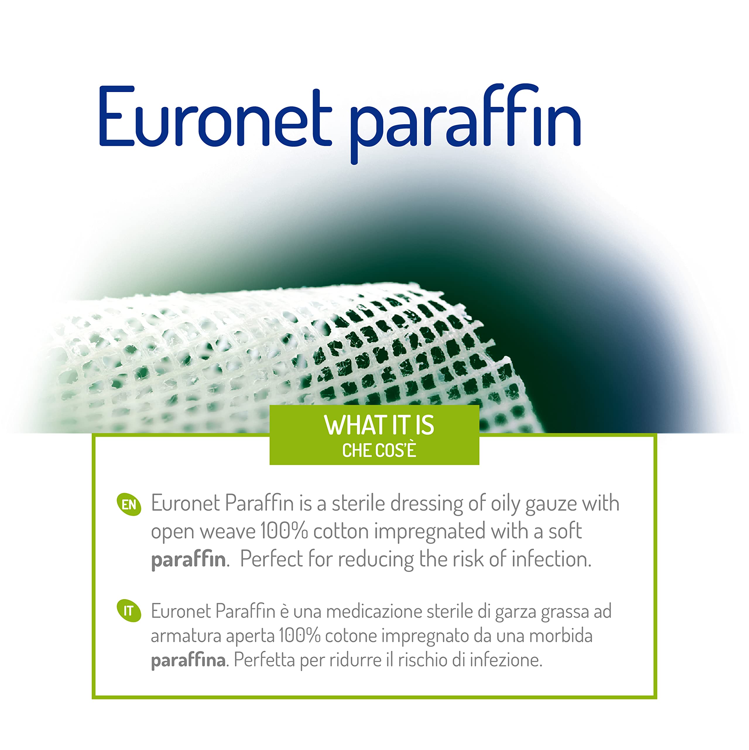 Euronet Paraffin-3 x 8 in-Hypoallergenic and Non-Adherent,Primary Wound Contact Layer in The Treatment of Burns,Abrasions,Skin Grafts (10 Pcs per Box)