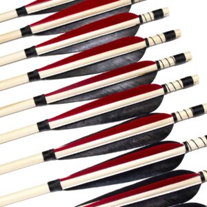 TTFLY FLETCHING 32 Inch Wooden Arrows Practice Hunting Targeting Wood Arrow Parabolic Turkey Feathers Archery for Recurve Longbow