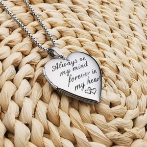 GOKING Always on My Mind Forever in My Heart Photo Locket That Holds Pictures Necklace Pendant for Women