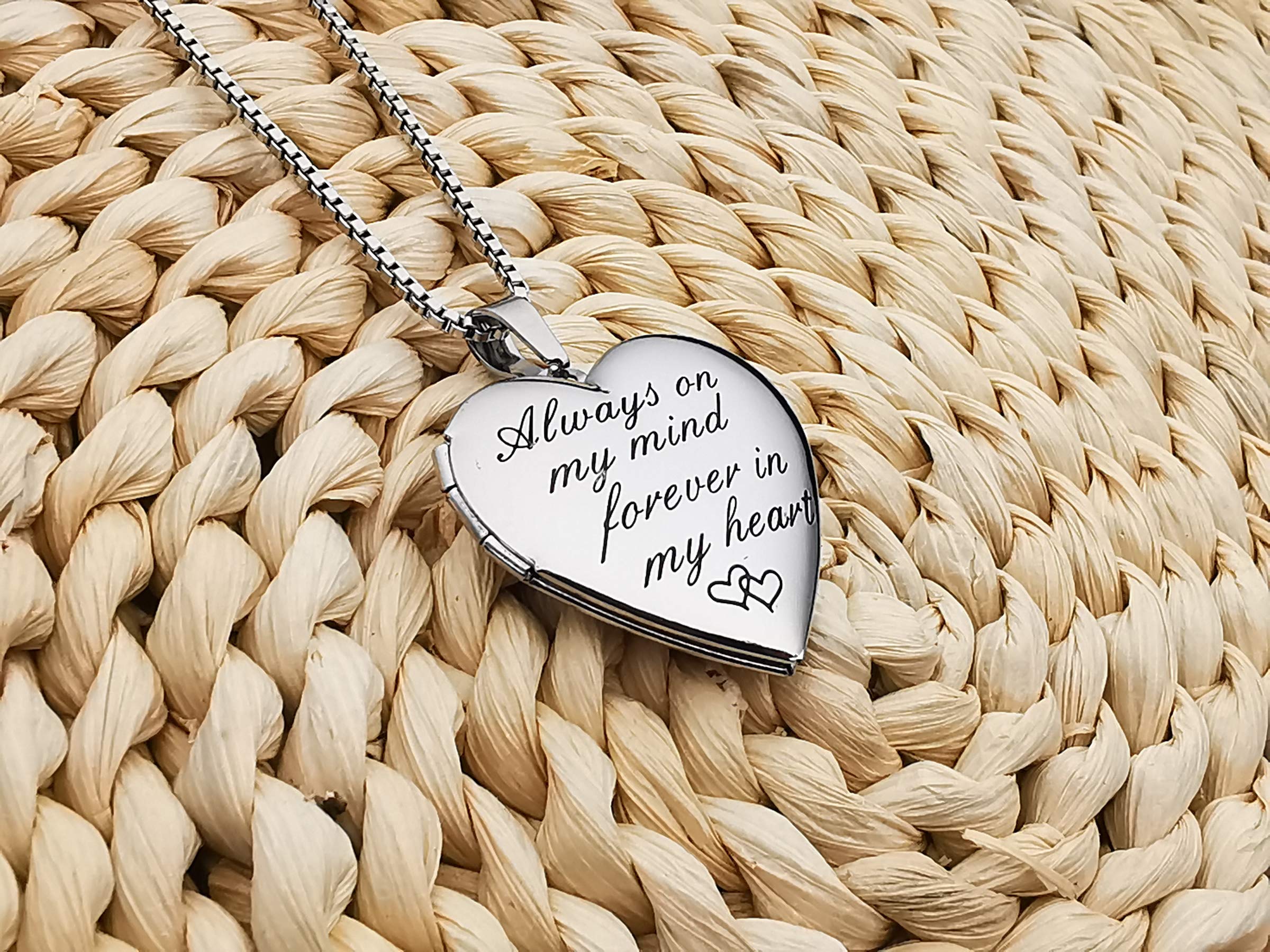 GOKING Always on My Mind Forever in My Heart Photo Locket That Holds Pictures Necklace Pendant for Women