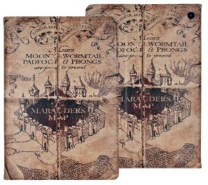 case for amazon kindle fire hd 8 & 8 plus tablet (12th/10th generation, 2022/2020 release), pu leather folding stand shell shockproof soft tpu cover, marauder's map vintage