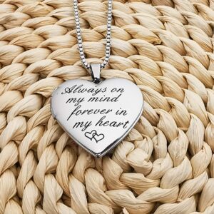 GOKING Always on My Mind Forever in My Heart Photo Locket That Holds Pictures Necklace Pendant for Women