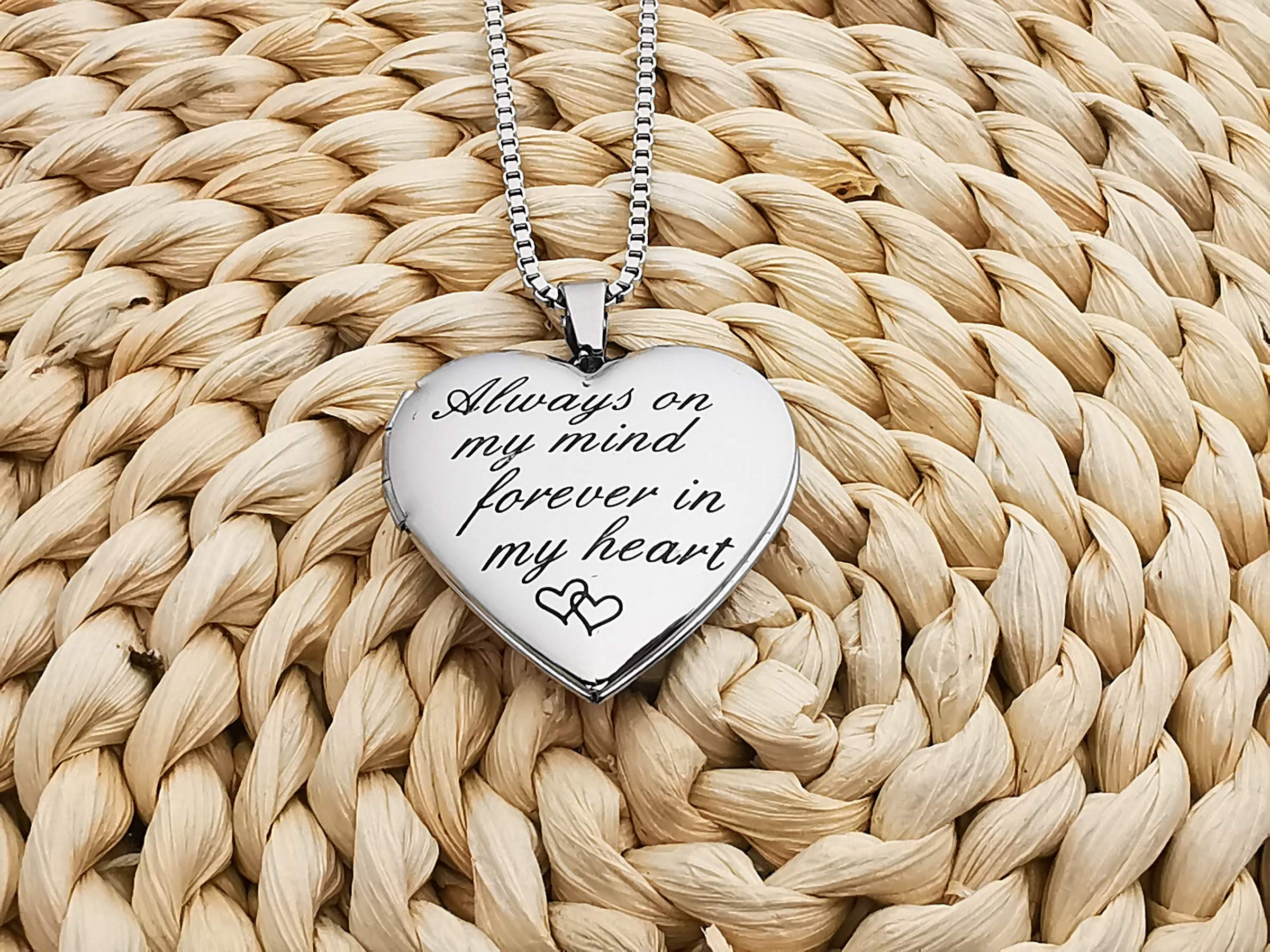 GOKING Always on My Mind Forever in My Heart Photo Locket That Holds Pictures Necklace Pendant for Women