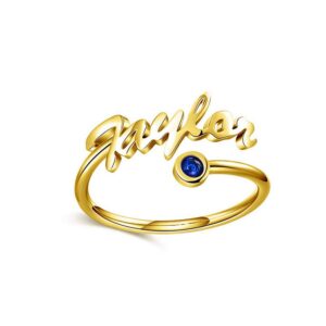 suxerlry personalized name ring for women custom open ring with birthstone promise rings (gold)