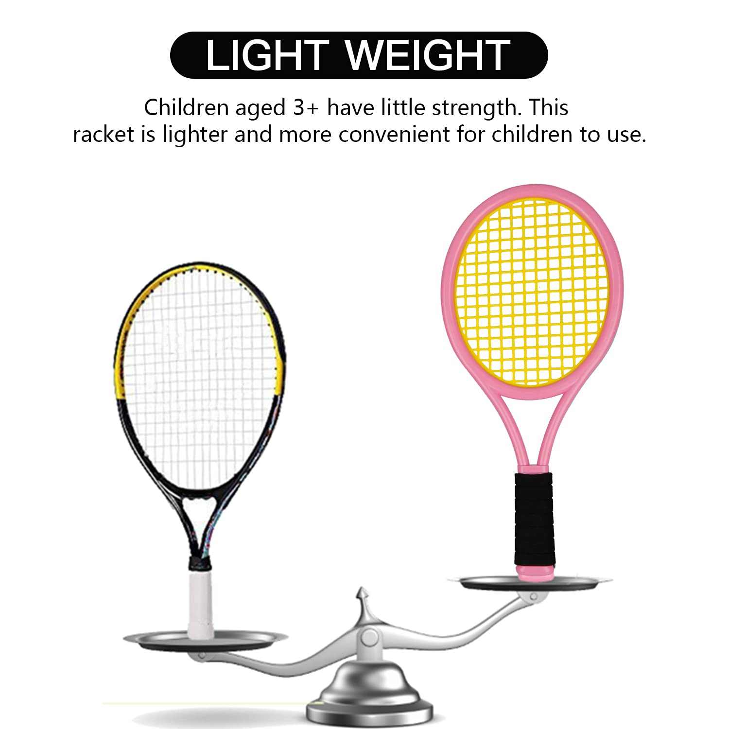 Tennis Racket Set for Children,17 Inch Racquet with 3 Soft Balls,1 Tennis Ball and 4 Badminton Balls for Toddler Indoor/Outdoor Sports