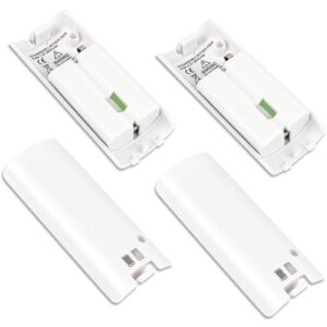 kulannder 4 pcs wii remote batteries rechargeable, 2800mah high-capacity rechargeable batteries for nintendo wii/wii u remote controller (white)