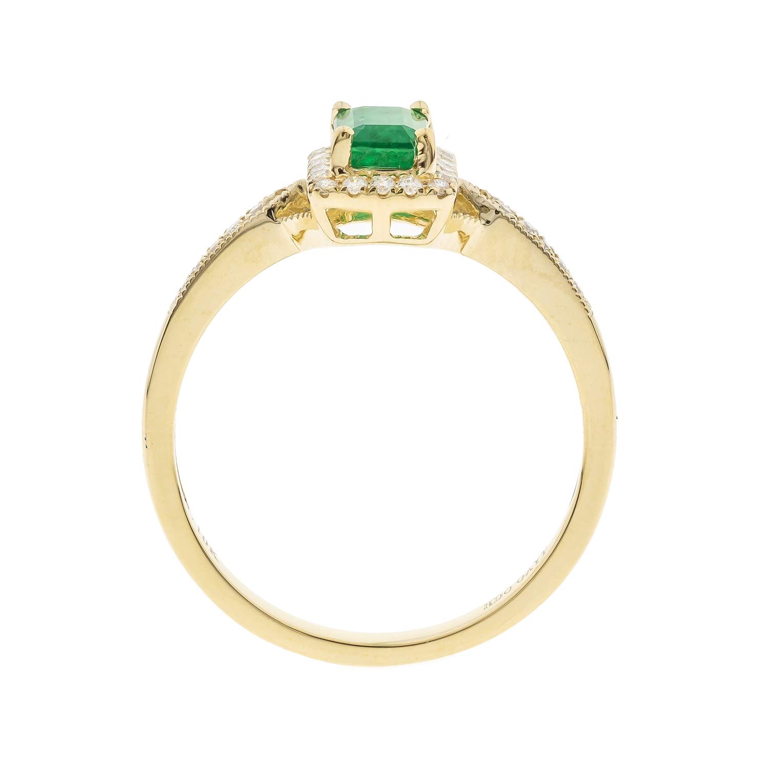 Gin & Grace 10K Yellow Gold Natural Emerald Diamond (SI1) Propose Promise Ring for Women