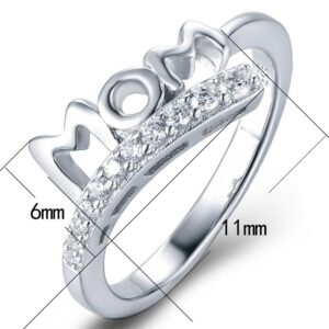 SEniutarm Engagement Love Rings Wedding Bands Fashion Zircon Inlaid Hollow Mom Letter Finger Band Ring for Women/Girl Finger Rings DIY Jewelry Gifts - Silver US 10