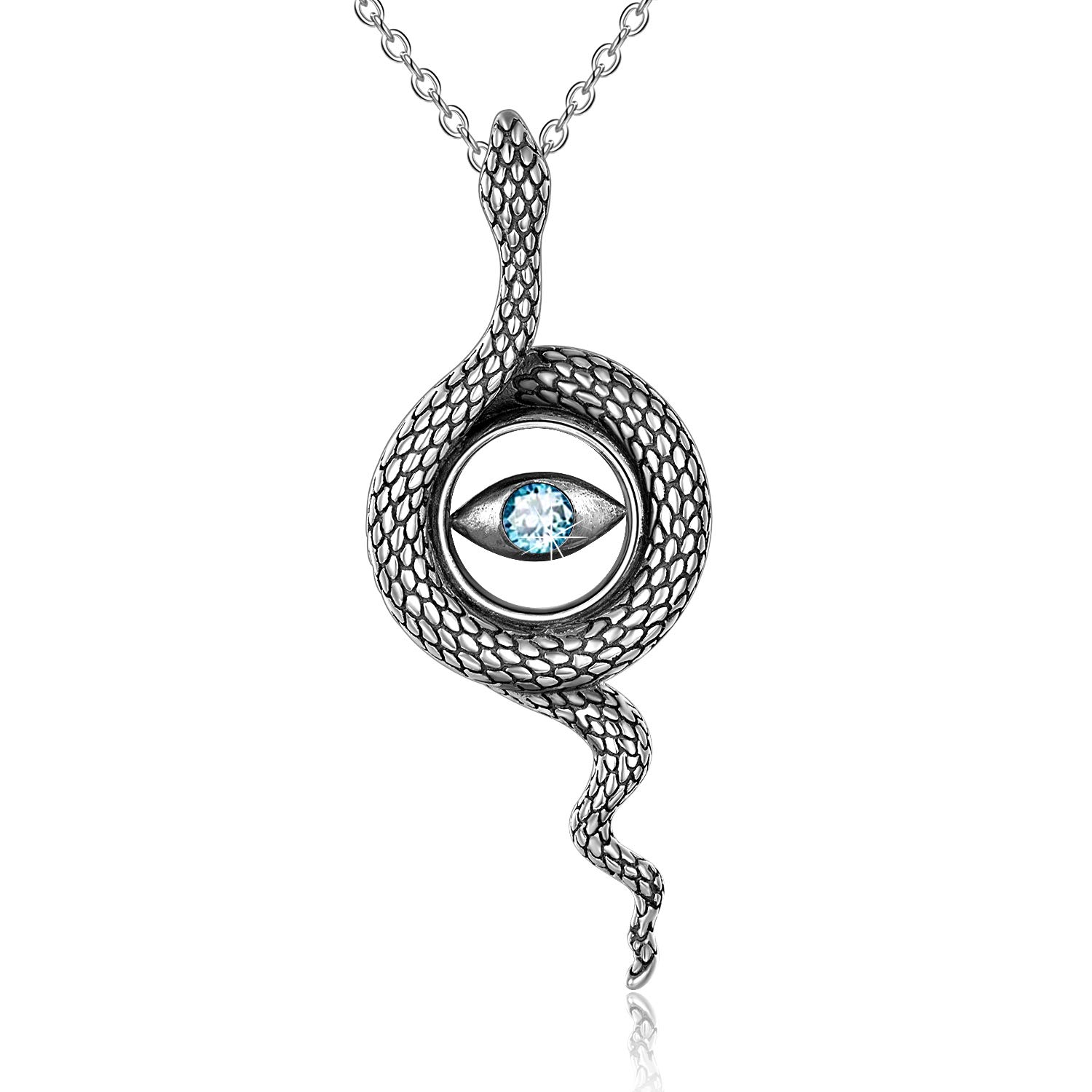 YAFEINI Snake Necklace Sterling Silver Evil Eye Snake Pendant Necklace Christmas Snake Jewelry Gifts For Women Mom