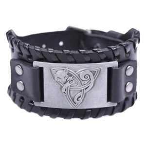 turtledove viking bracelet celtic fox - freya cat in triquetra trinity knot - pagan jewelry of talisman