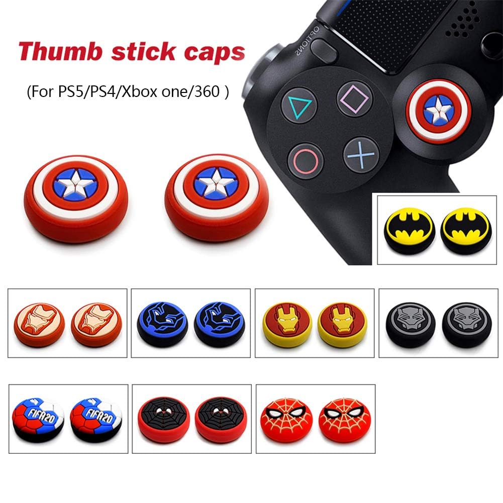 6Pcs Analog Thumb Grip Stick Cover, Wireless Controllers Game Remote Joystick Cap, Fantastic Non-Slip Silicone Handle Protection Cover for PS5/PS4/Xbox one/360/Nintendo Switch PRO