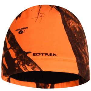 edtrek waterproof and windproof camo beanie hunting hat - timber and blaze orange camo hunter hat (medium, blaze orange camo)