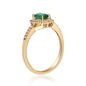 Gin & Grace 10K Yellow Gold Natural Emerald Diamond (SI1) Propose Promise Ring for Women