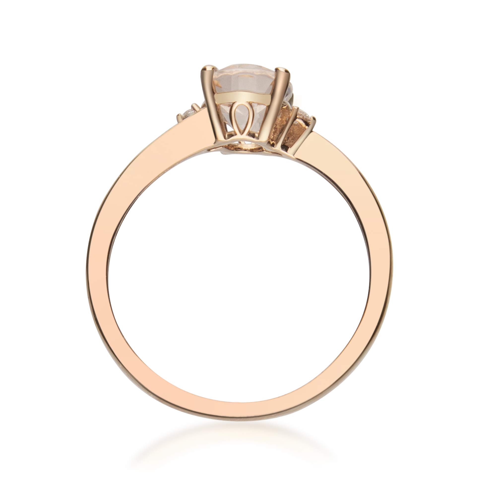 Gin & Grace 14K Rose Gold Genuine Morganite Ring with Diamonds for women | Ethically, authentically & organically sourced (Oval-cut) shaped Morganite hand-crafted jewelry for her |