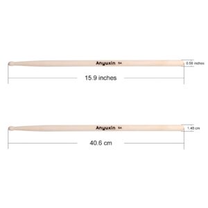 Anyuxin Drum Sticks 5A Classic Maple Wood Drumsticks (2 Pair)