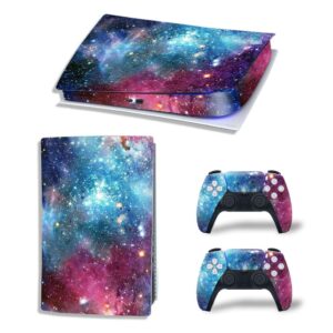 skin sticker decal cover for ps5 digital edition console and controllers galaxy nebula