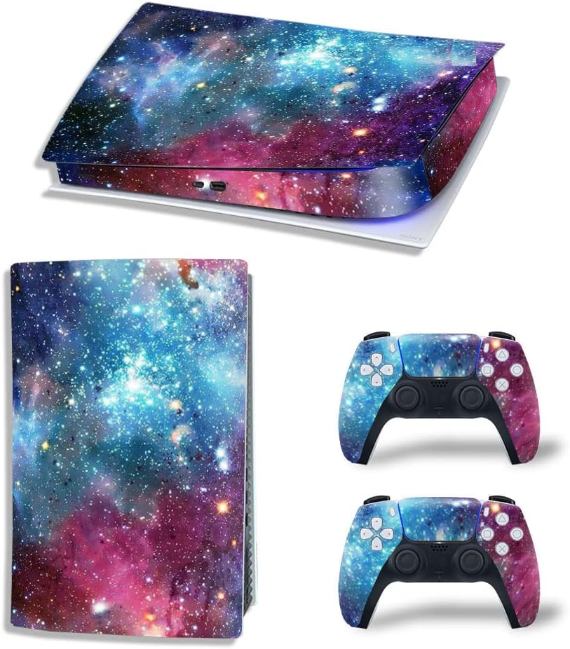 Skin Sticker Decal Cover for PS5 Digital Edition Console and Controllers Galaxy Nebula