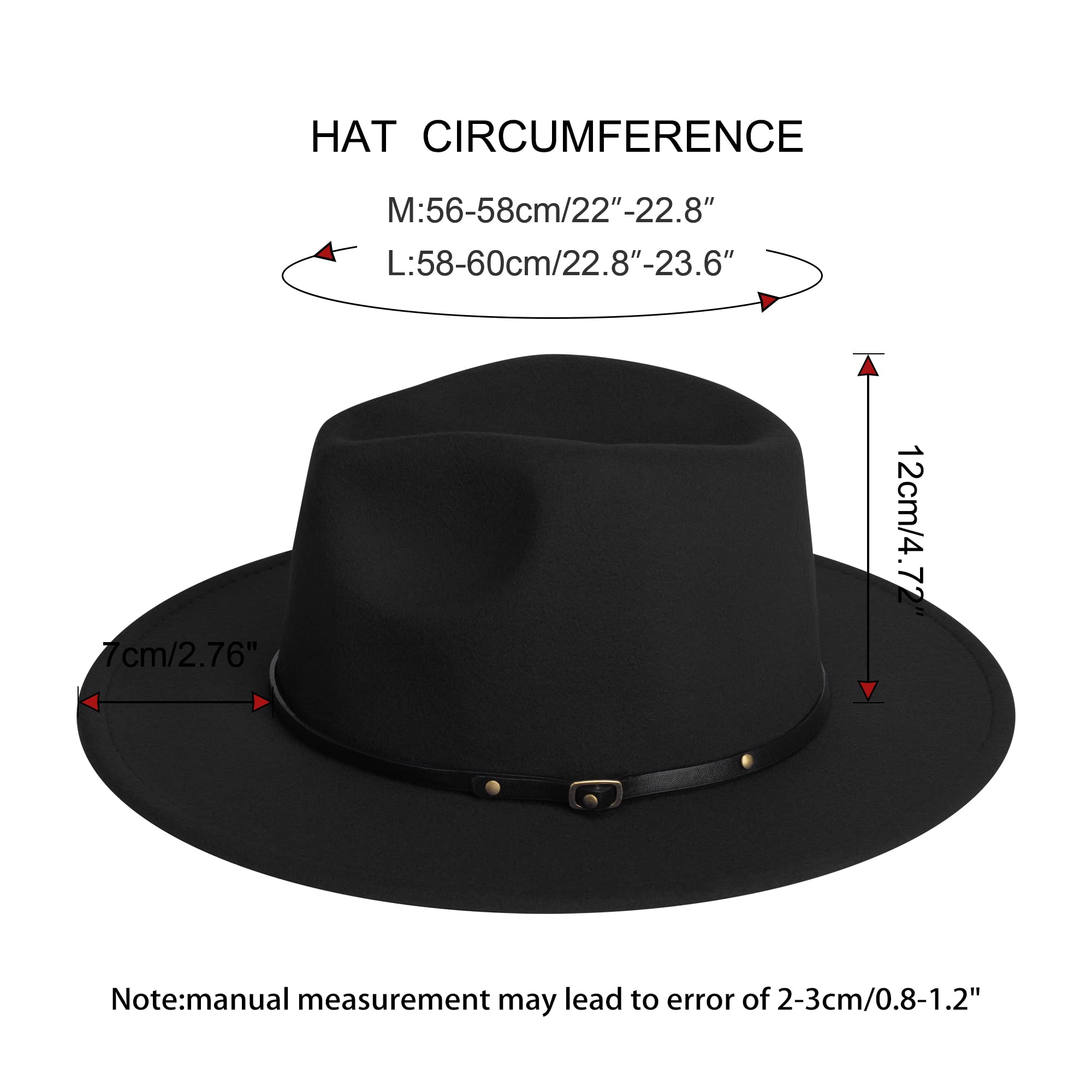 SAJUZEN Womens & Mens Fedora Hats, Wide Brim Fedora Hats for Women Men