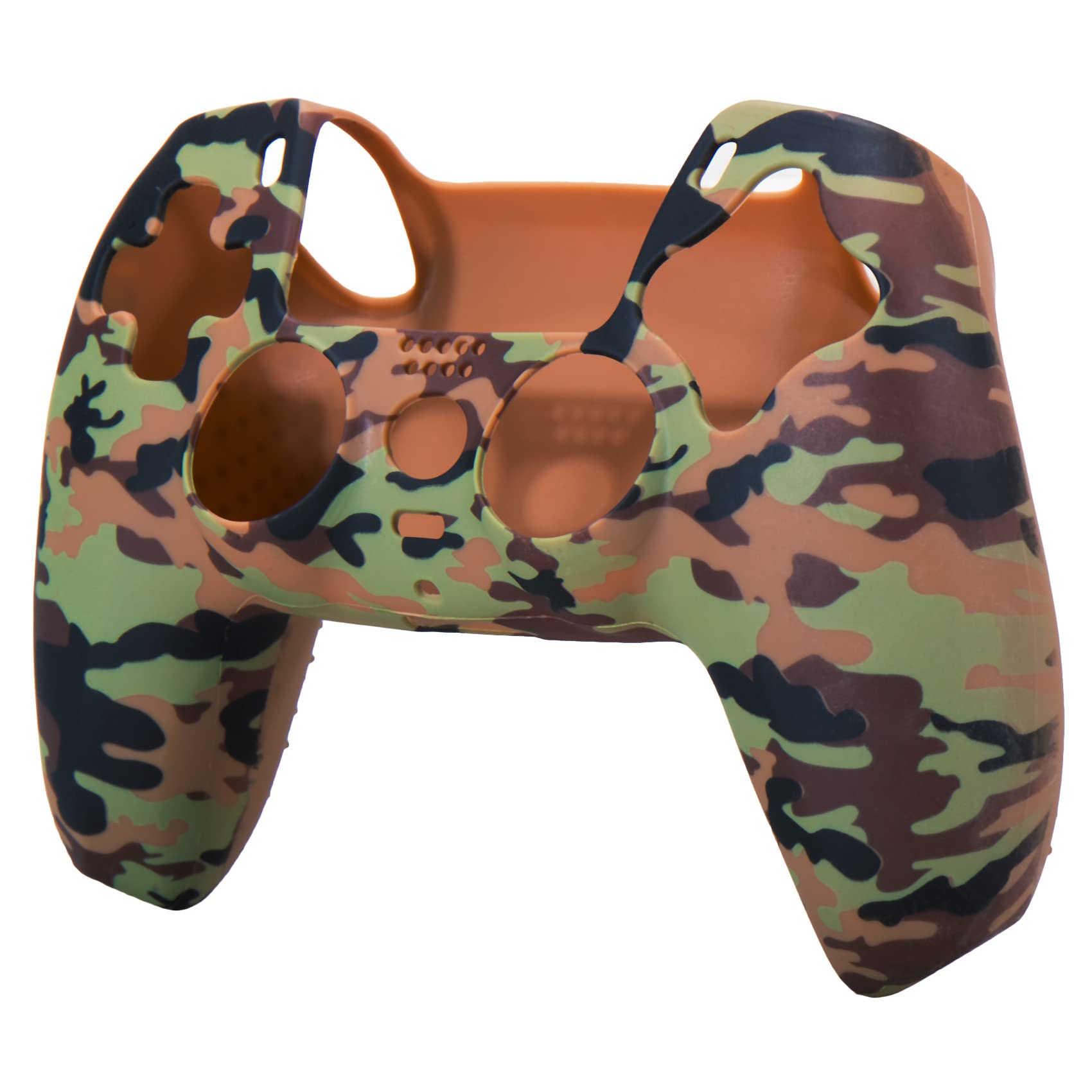 9CDeer 1 Piece of Silicone Transfer Print Protective Cover Skin + 10 Thumb Grips for PlayStation 5 / PS5 Controller Brown Camouflage