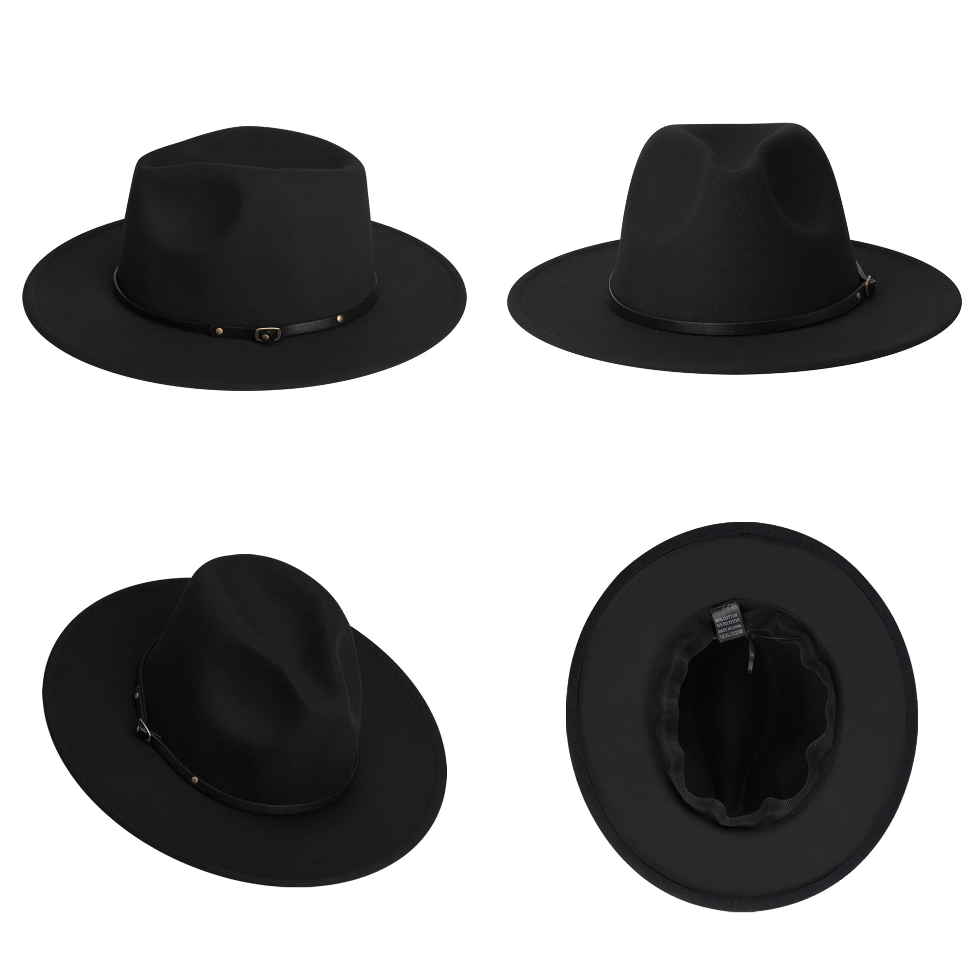 SAJUZEN Womens & Mens Fedora Hats, Wide Brim Fedora Hats for Women Men