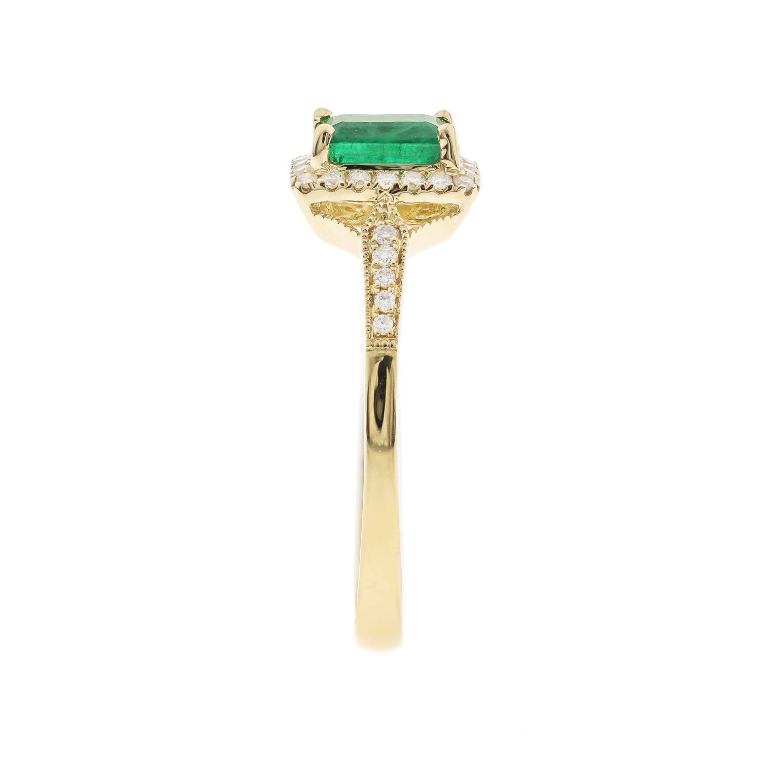 Gin & Grace 10K Yellow Gold Natural Emerald Diamond (SI1) Propose Promise Ring for Women