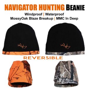 EDTREK Waterproof and Windproof Camo Beanie Hunting Hat - Timber and Blaze Orange Camo Hunter Hat (Large, Blaze Orange Camo)